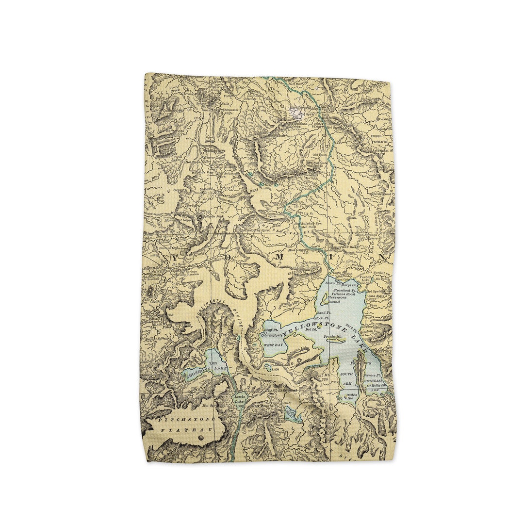 Yellowstone National Park Map Tea Towel Yellowstone Kitchen Towel ...