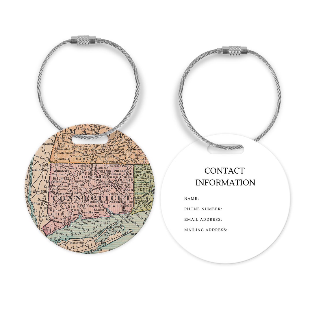 Connecticut Map Luggage Tag Connecticut Travel Gift Connecticut Luggage ...