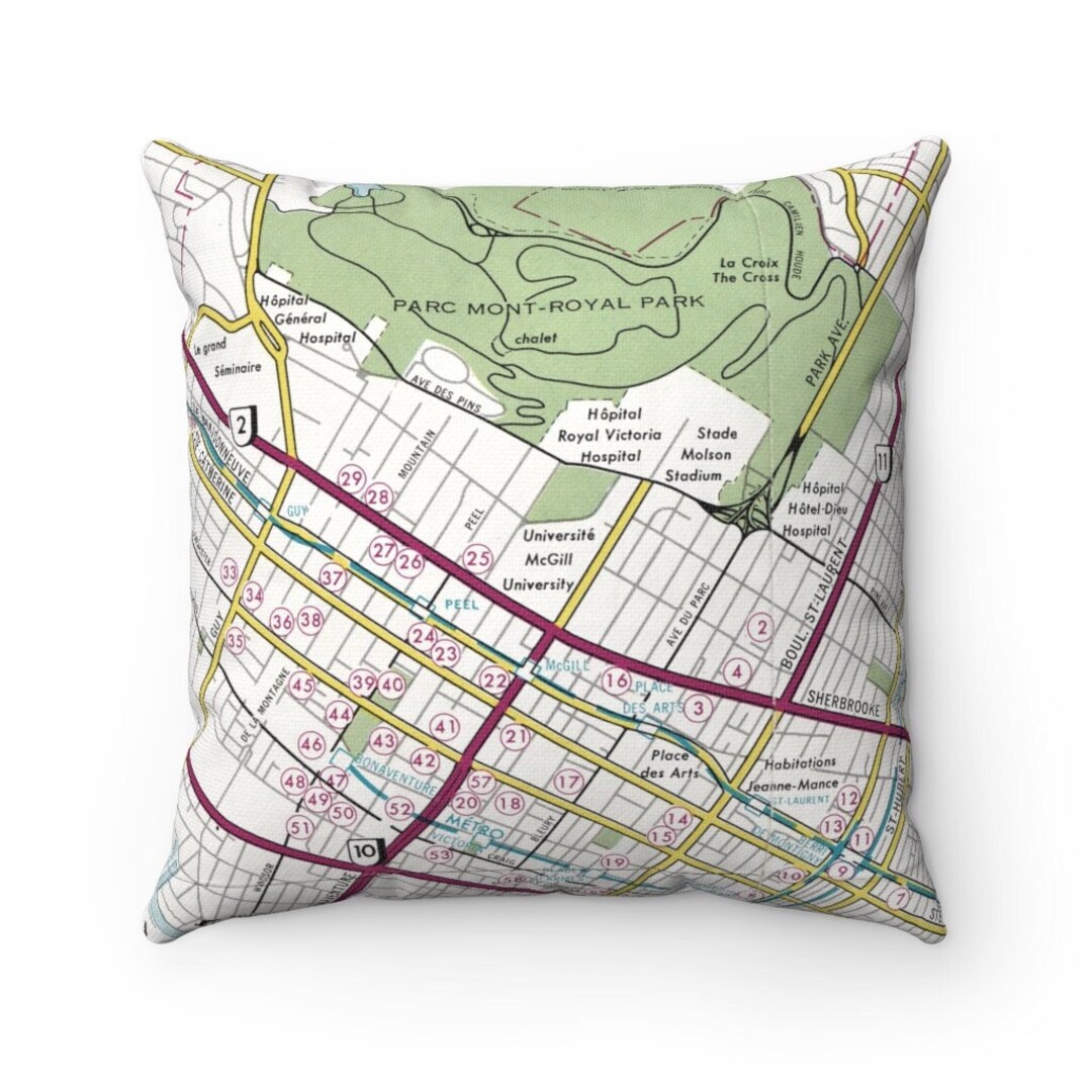 Université Mcgill Map Pillow - Mcgill University Airbnb Decor - Mcgill ...