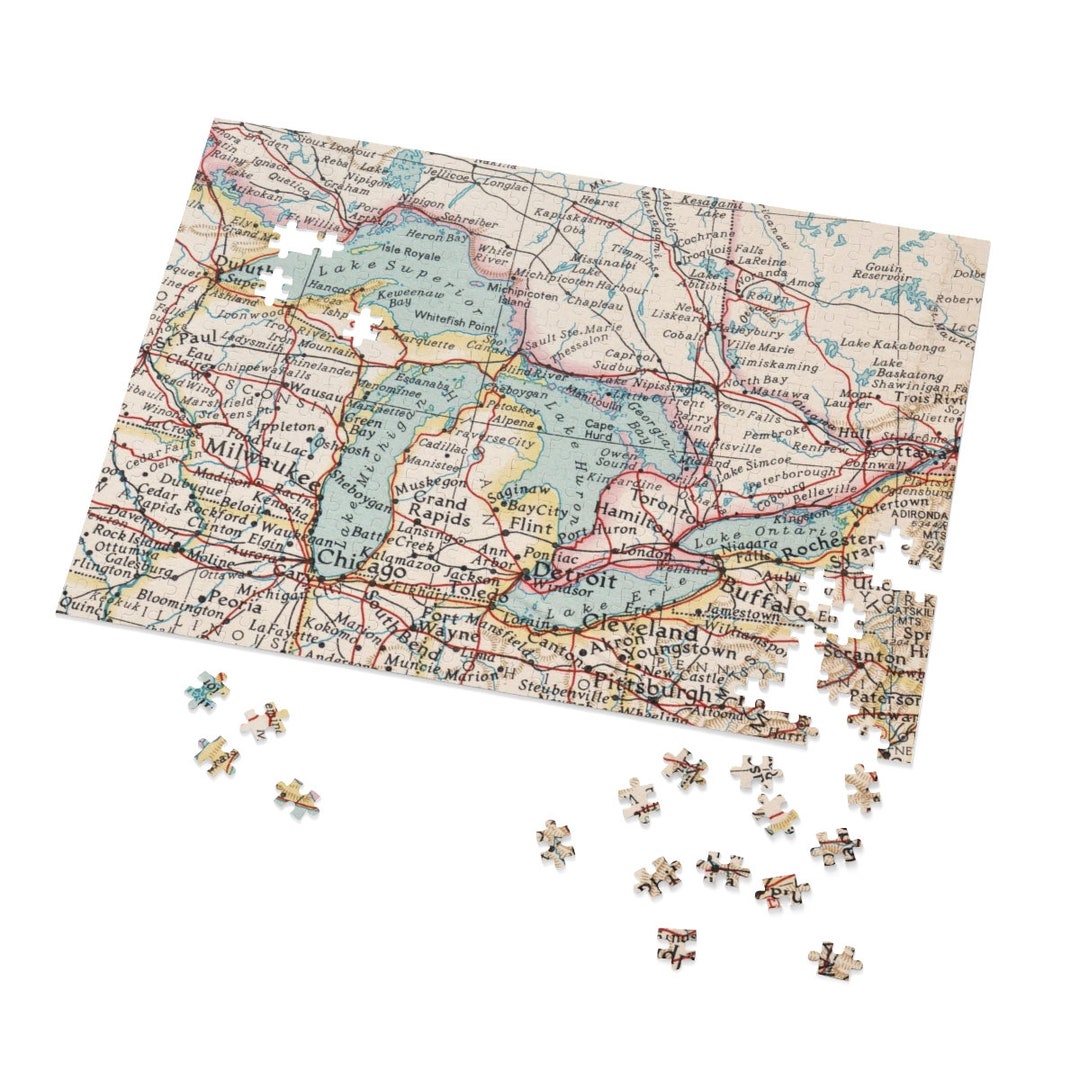 Great Lakes Map Puzzle Puzzle for Adults Great Lakes Jigsaw Puzzle 500 ...