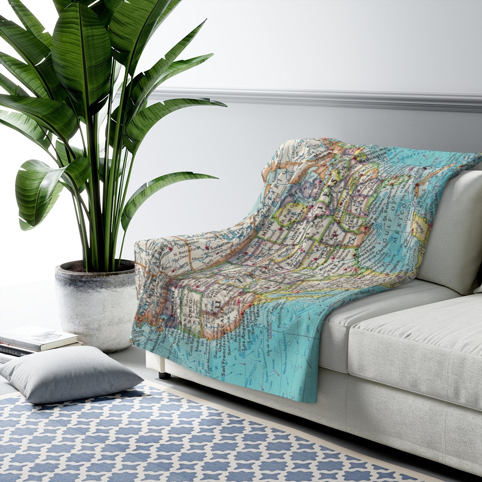 United States Map Fleece Blanket United States Map Blanket - Etsy