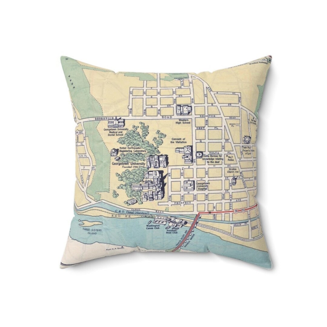 Georgetown University Map Pillow - Georgetown University Airbnb ...