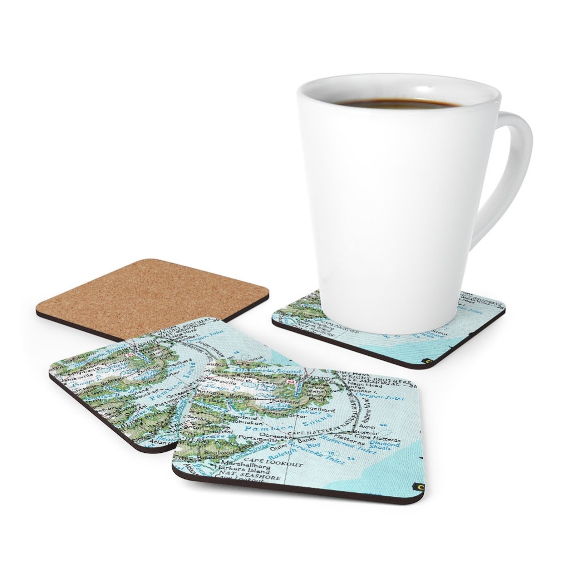 Outer Banks Map Coaster Set Outer Banks Coasters Outer - Etsy