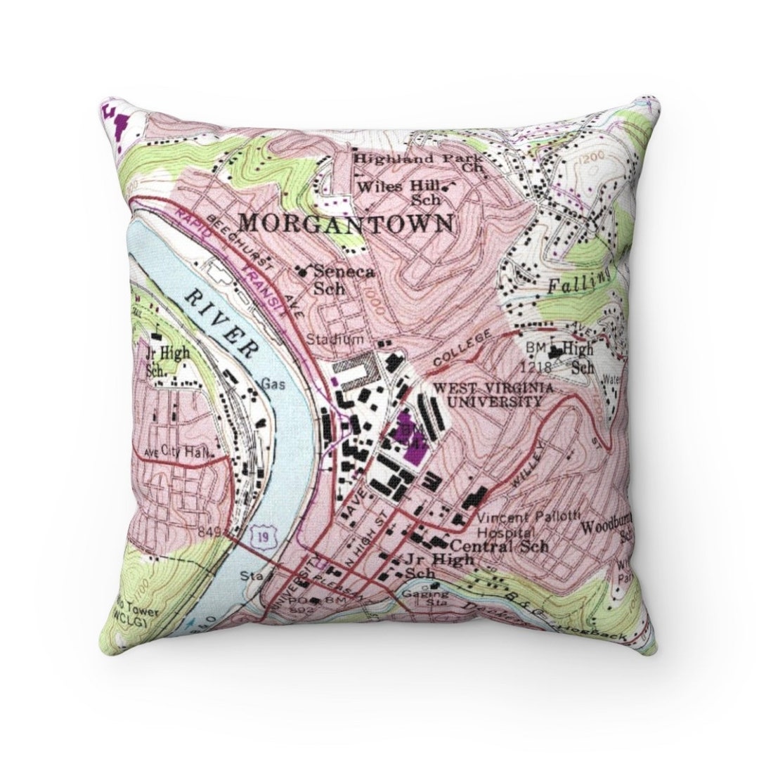 West Virginia University Pillow West Virginia University Airbnb Decor ...