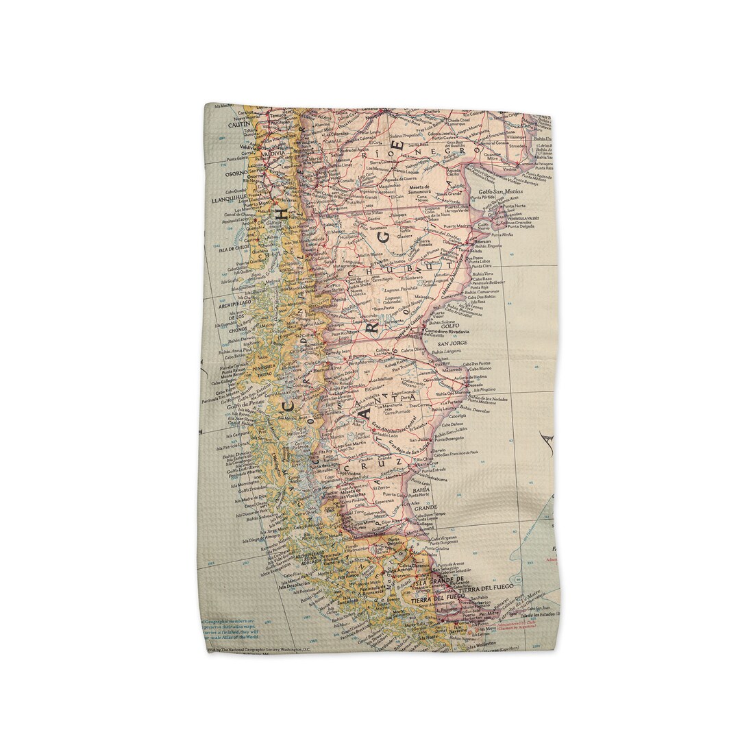 Patagonia Map Tea Towel - Patagonia Kitchen Towel - Patagonia Dish ...