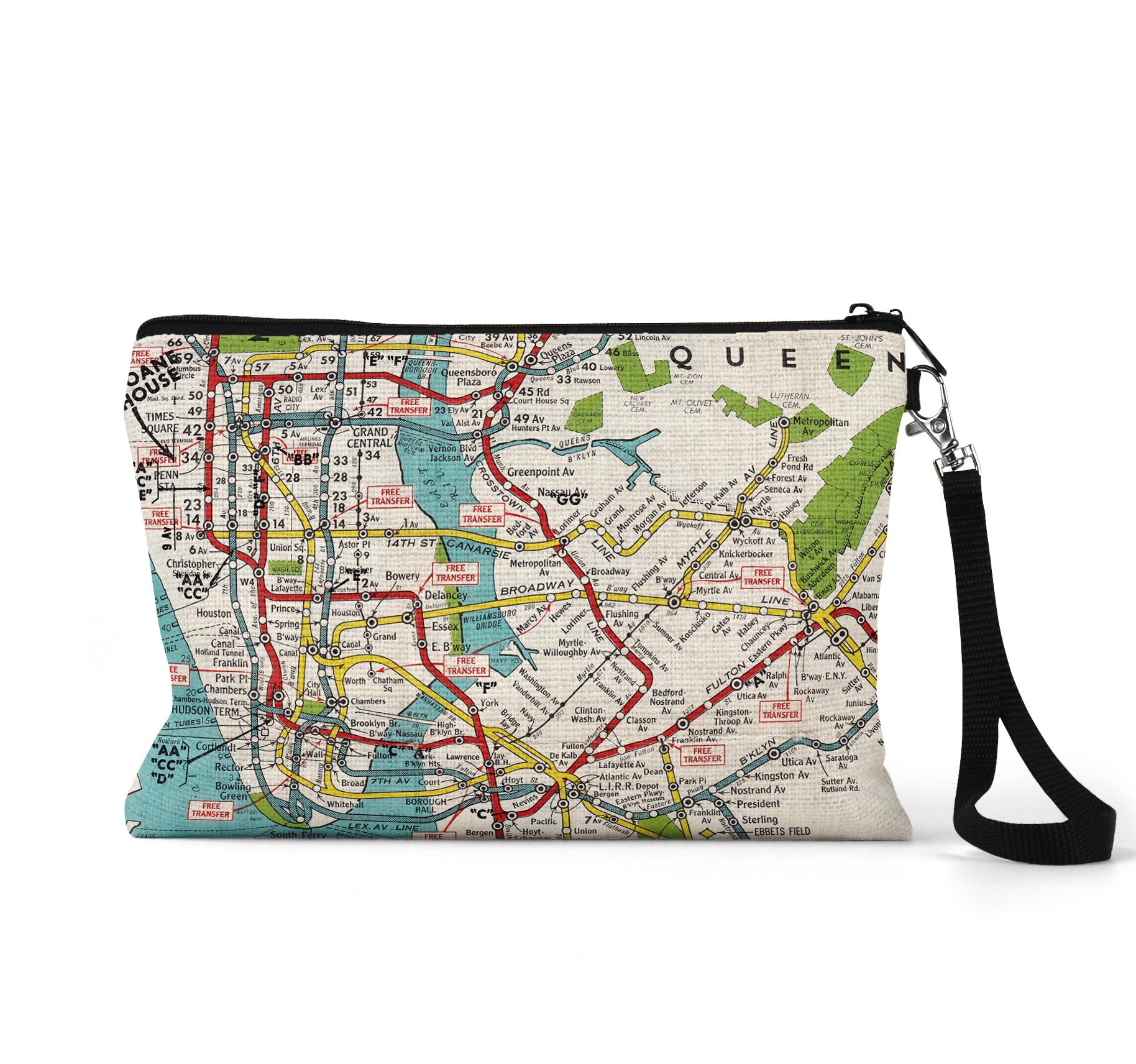 NYC Subway Map Pouch - New York City Map Wristlet - NYC NYC Subway Map Pouch - New York City Map Wristlet - NYC