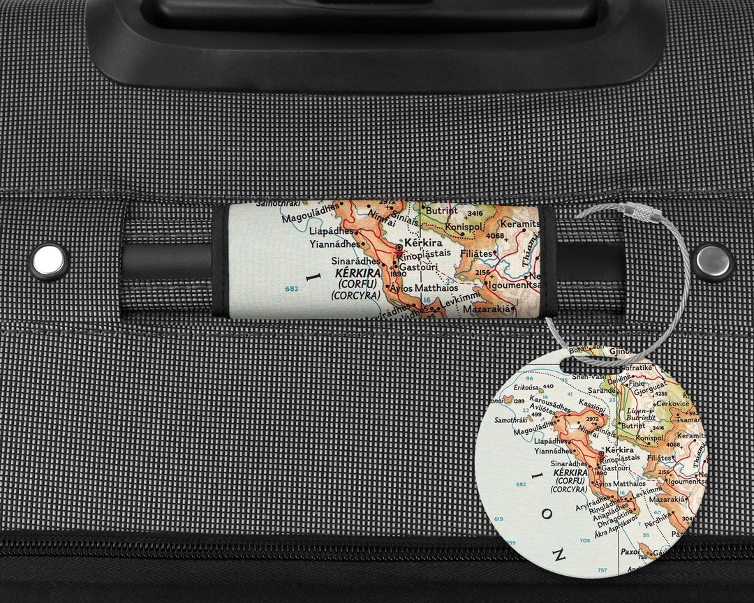 Corfu Greece Map Luggage Tag - Corfu Airport Tag - Corfu Suitcase Tag ...