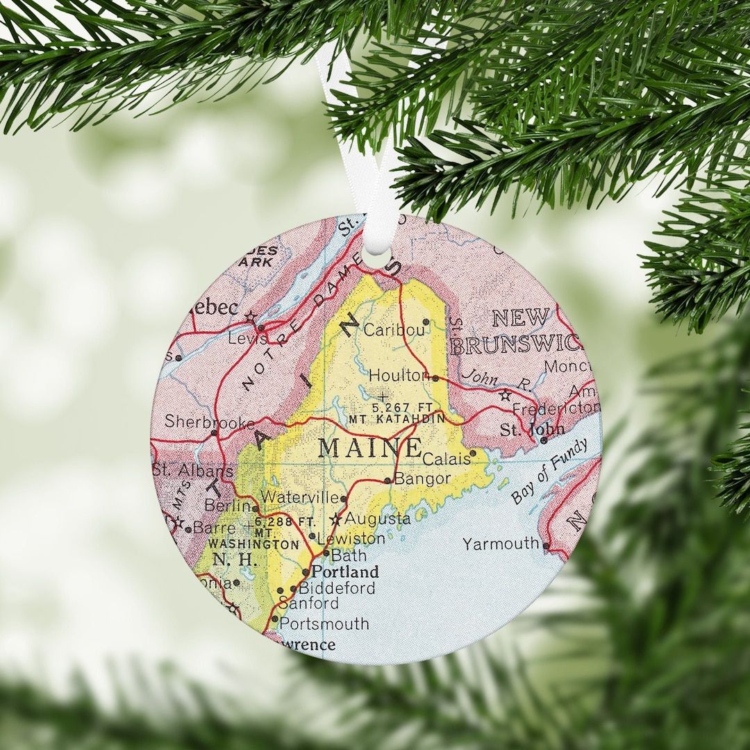 Maine Map Ornament - Maine Christmas Ornament - Maine Realtor - Maine ...