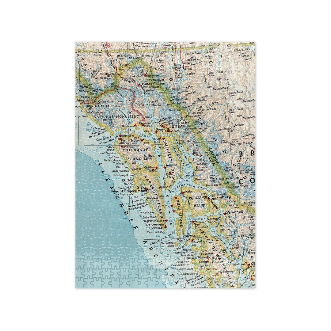Alaska Inside Passage Map Puzzle Map Jigsaw Puzzle 500 - Etsy