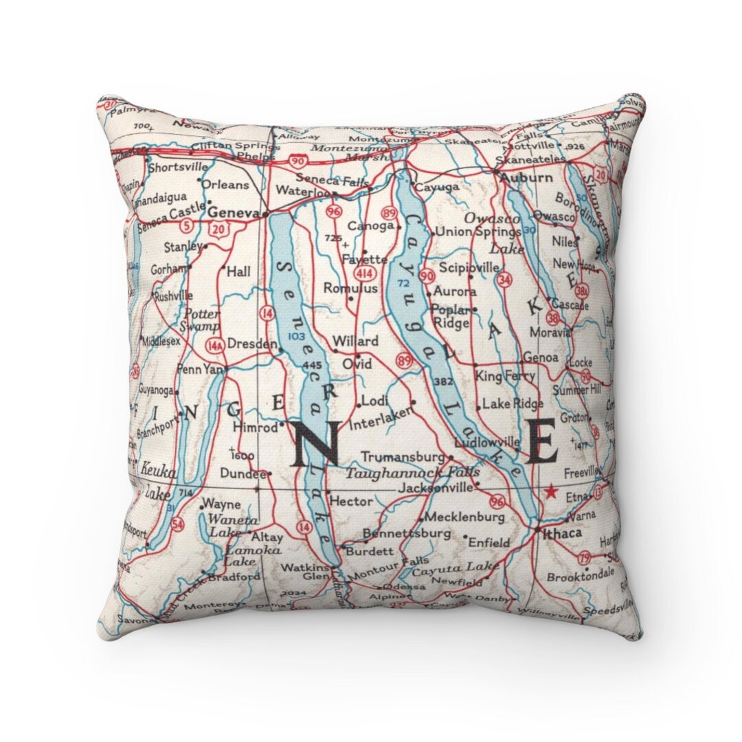 Finger Lakes Map Pillow Finger Lakes Wedding Gift Finger Lakes Pillow ...
