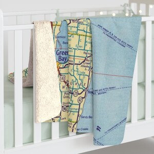 Door County Fleece Blanket - Door County Map Blanket - Housewarming ...