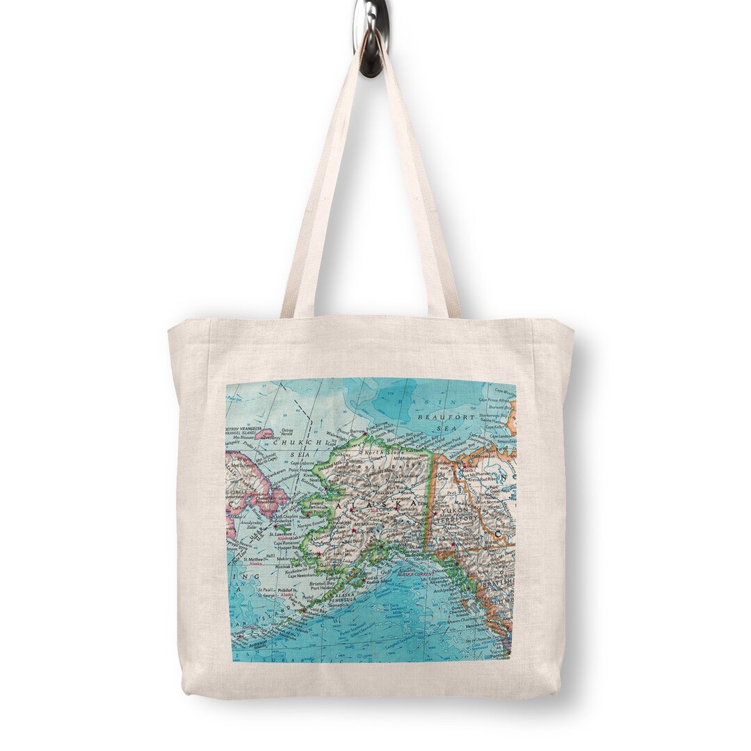 Alaska Map Tote Bag - Alaska Tote Bag - Alaska Market Tote Bag - Alaska ...