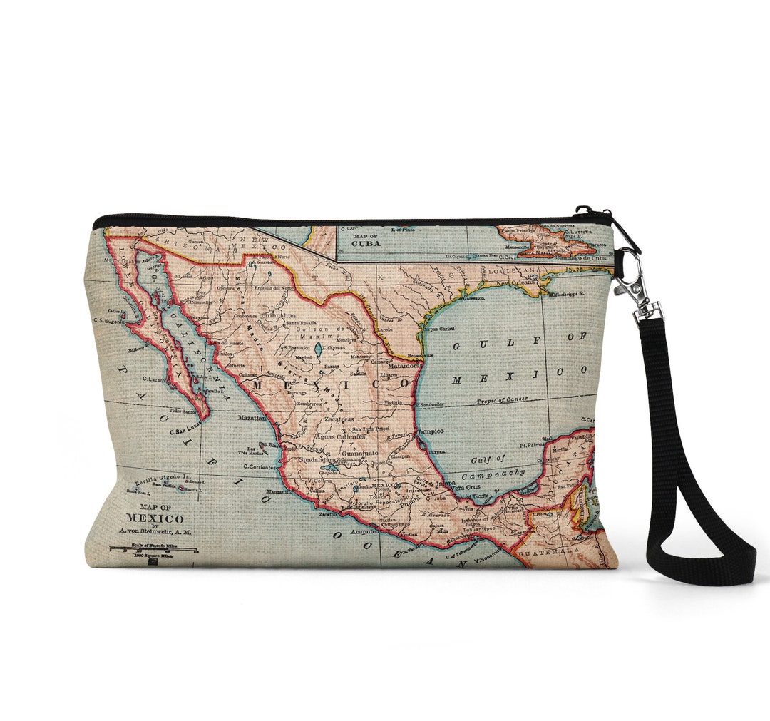 Mexico Map Pouch Mexico Map Mexico Gift Mexico Wristlet Mexico ...