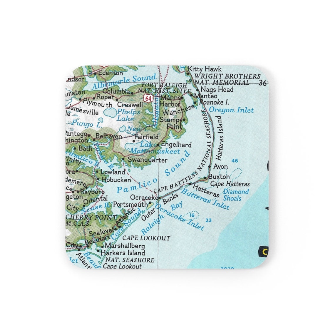 Outer Banks Map Coaster Set Outer Banks Coasters Outer - Etsy