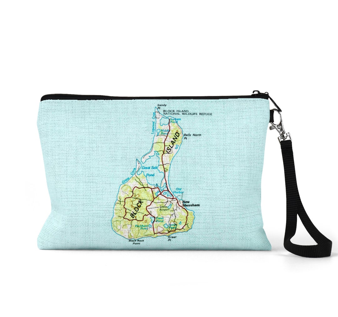 Block Island Rhode Island Map Pouch Block Island Wristlet Block ...