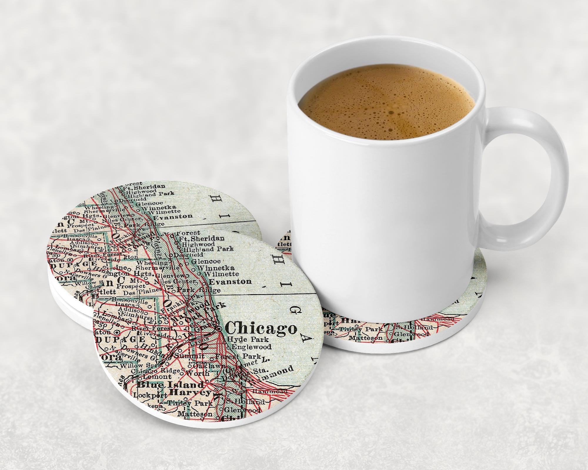 Florence Italy Vintage Map Ceramic Coasters Coaster Set Decorative ...