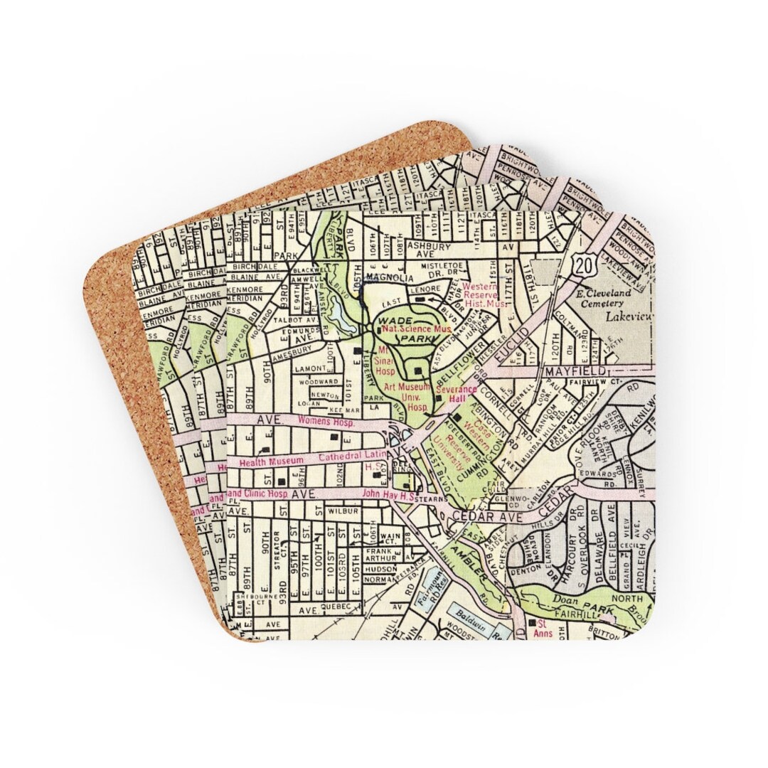 Case Western Reserve University Map Coaster Set Case Western Airbnb ...