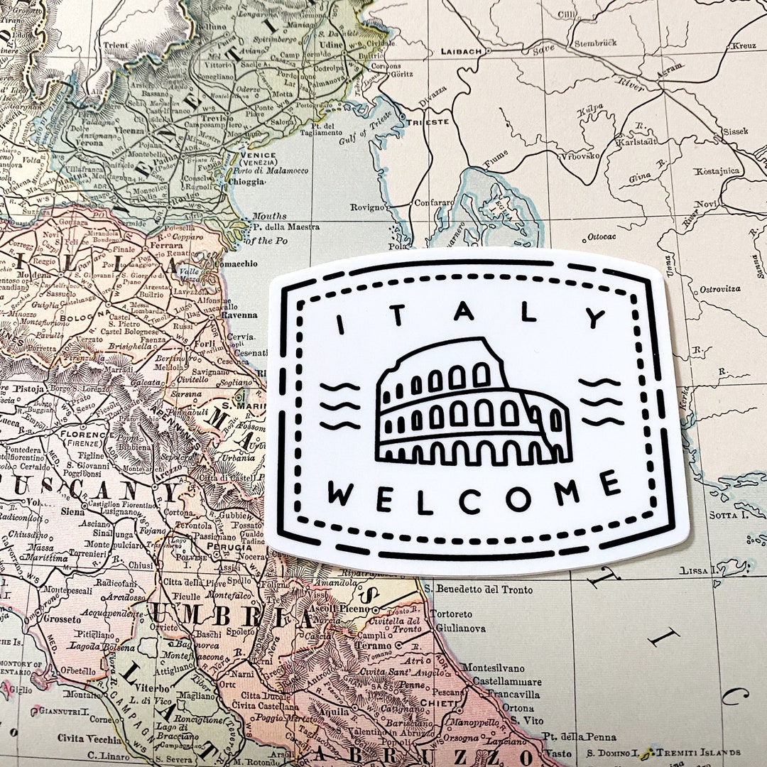 Italy Passport Stamp Laptop Sticker - Italy Water Bottle Sticker ...