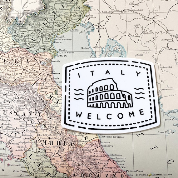 Italy Passport Stamp Laptop Sticker Italy Water Bottle | Etsy