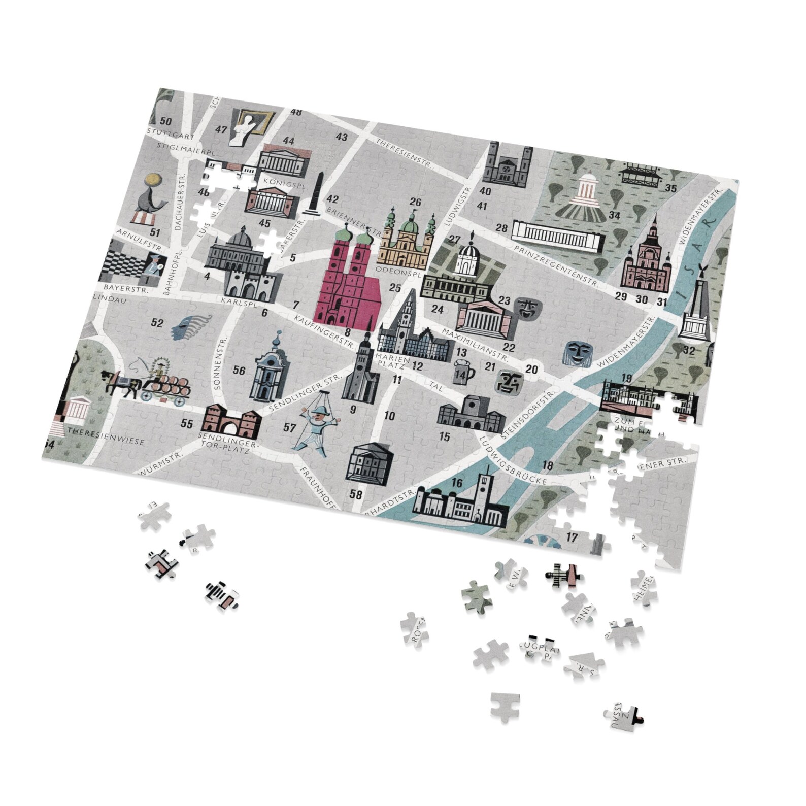 Munich Germany Map Puzzle Munich Airbnb Munich Puzzle - Etsy