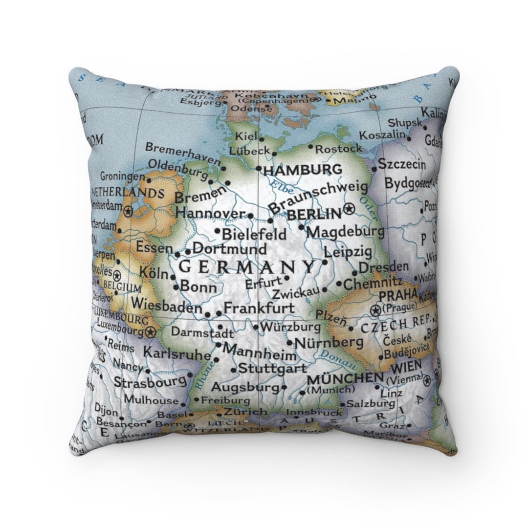 Germany Map Pillow - Germany Wedding Gift - Germany Pillow - Germany ...