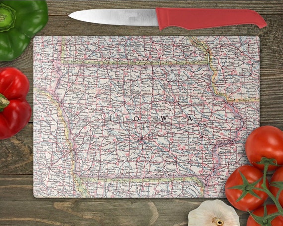 Iowa Map Cutting Board Iowa Map Charcuterie Board Iowa | Etsy