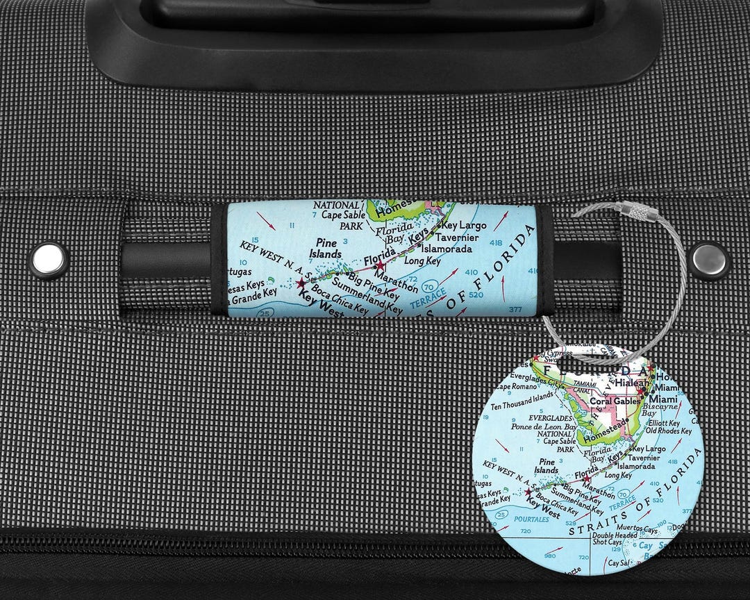 Florida Keys Map Luggage Tag Key West Vacation Wedding Girls Trip ...