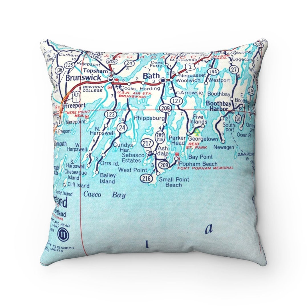 Small Point Beach Maine Map Pillow Small Point Beach Pillow - Etsy