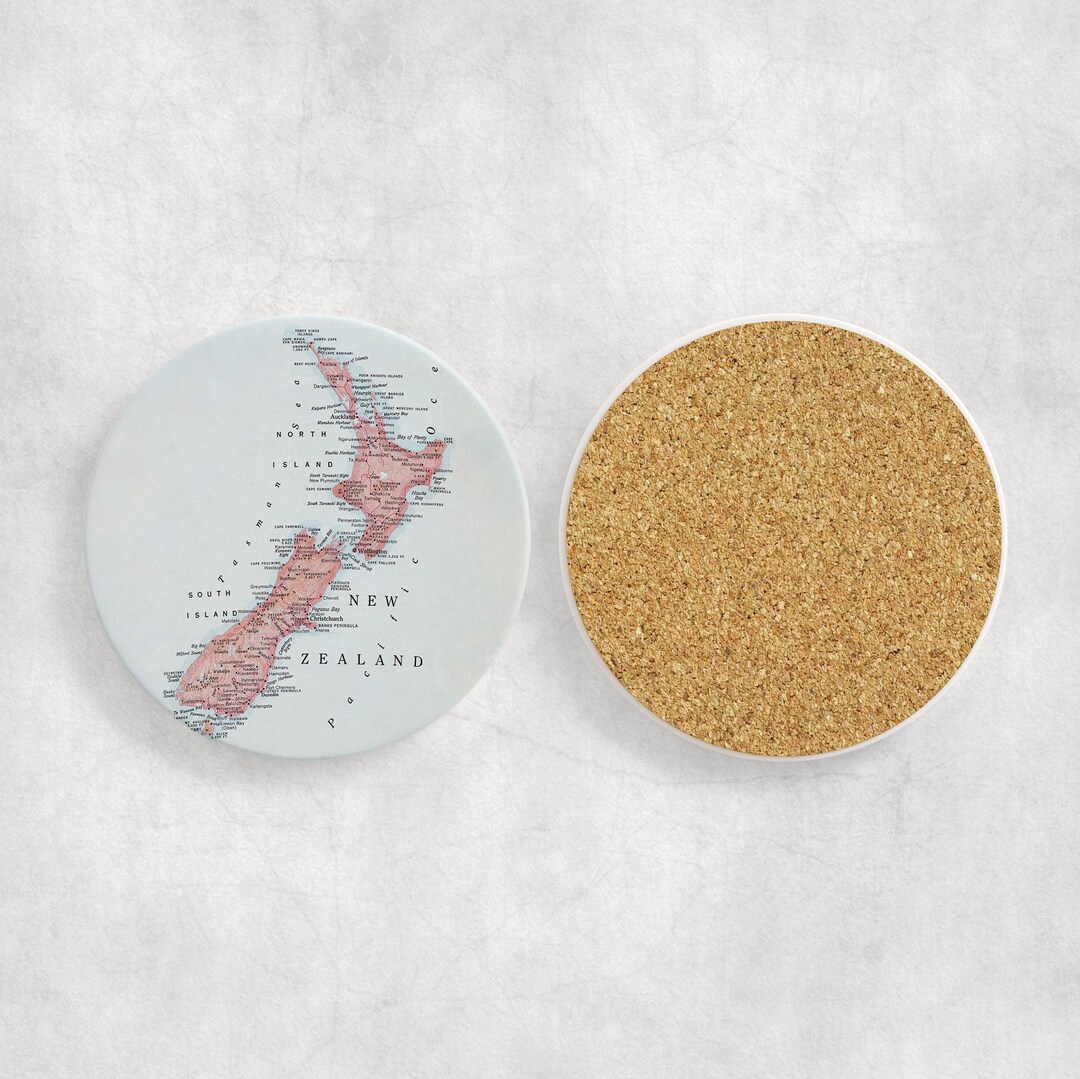 New Zealand Vintage Map Ceramic Coasters Coaster Set Decorative Ceramic ...