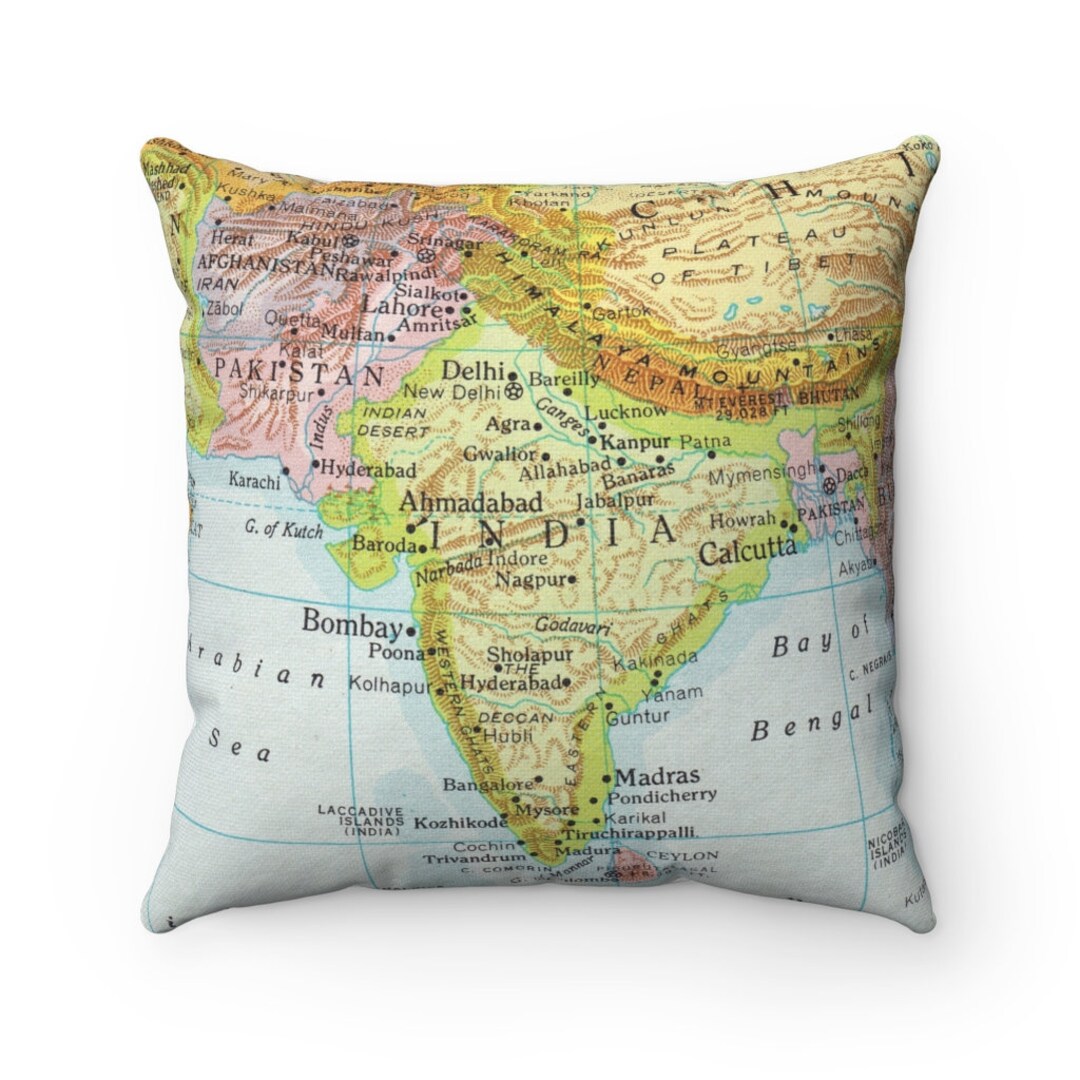 India Map Pillow India Pillow India Gift Airbnb Decor India Map ...