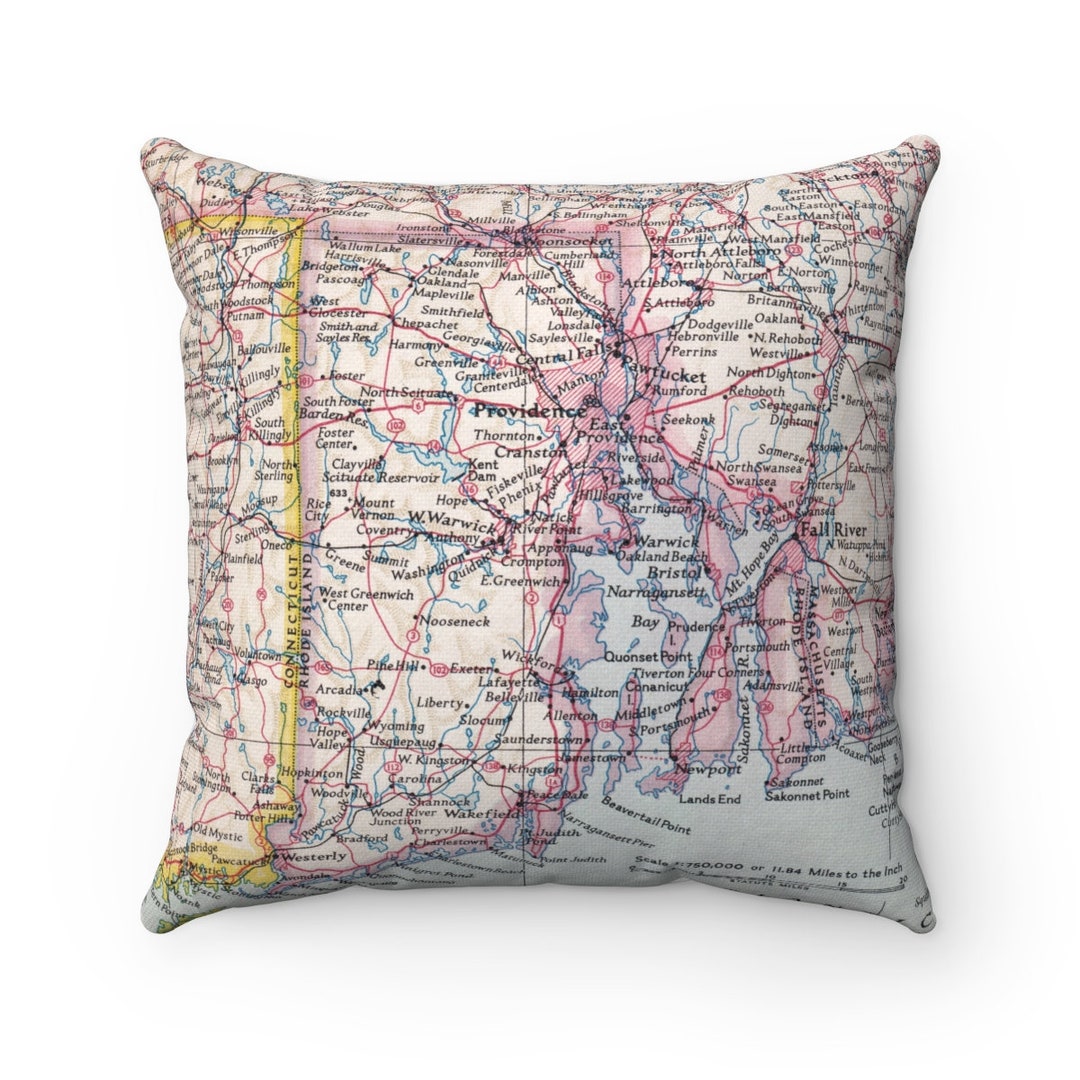 Rhode Island Map Pillow - Rhode Island Wedding Gift - Rhode Island ...