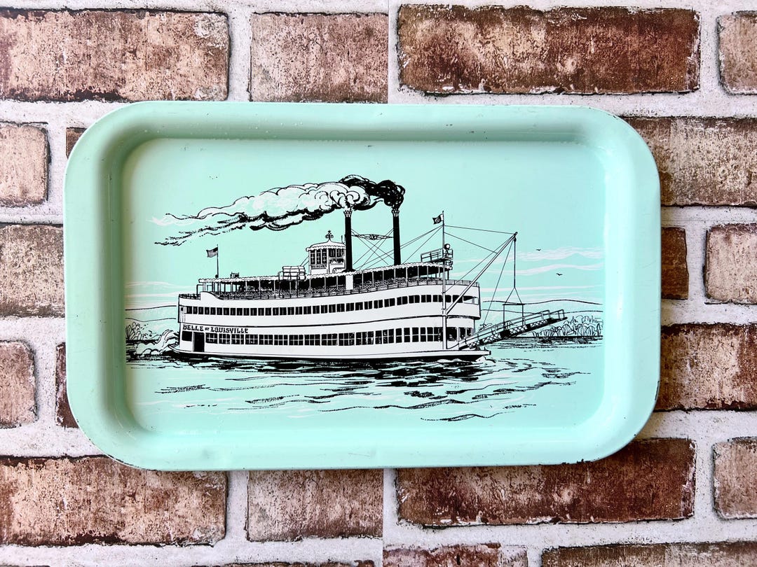 Vintage Belle of Louisville Steamboat Souvenir Tray – Aqua Metal ...