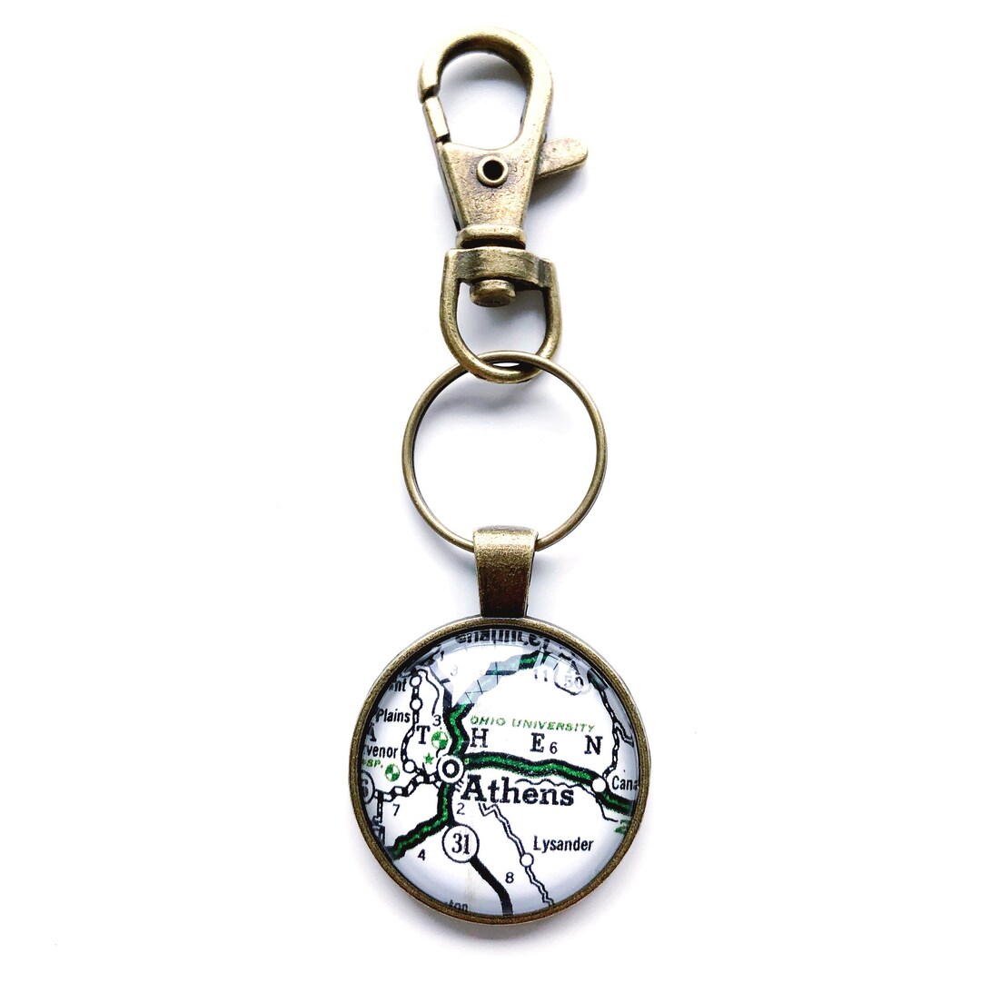 Athens Ohio Map Keychain – Vintage Map Key Ring – Ohio University ...