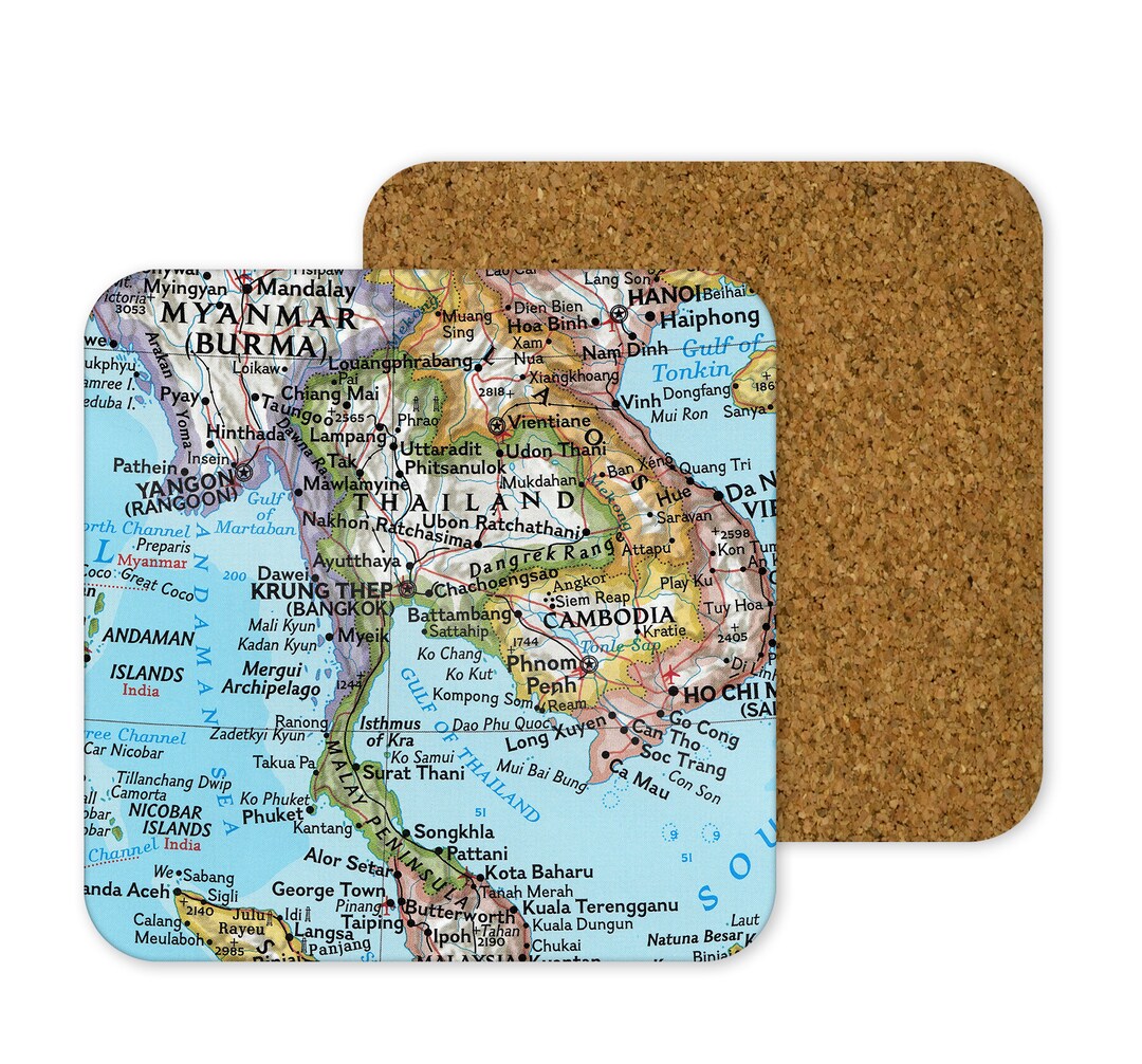 Thailand Map Coaster Set Thailand Coasters Thailand Airbnb Decor ...