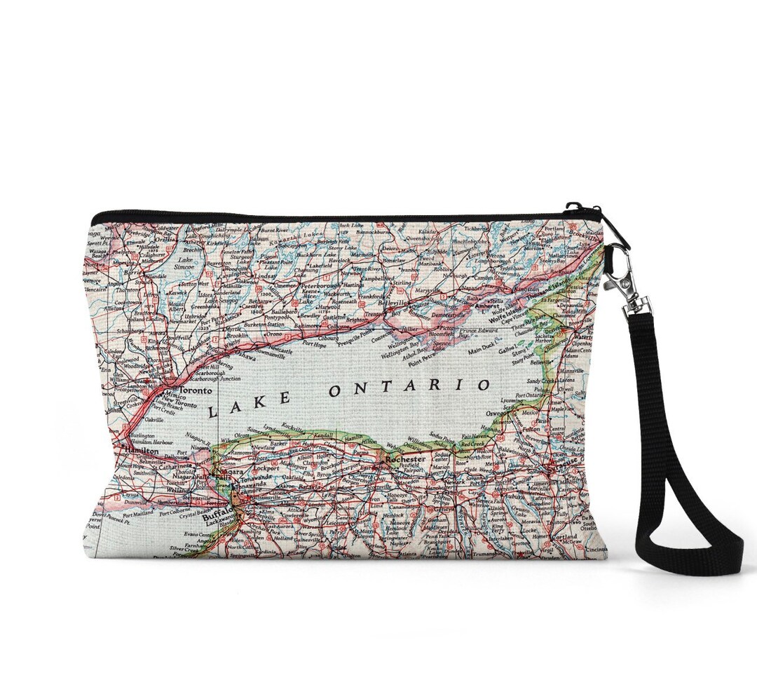 Lake Ontario Map Pouch Lake Ontario Travel Pouch Lake Ontario Gift Lake ...