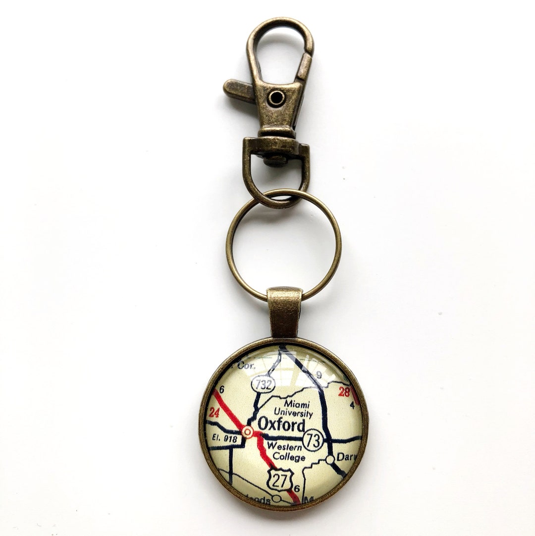 Oxford Ohio Map Keychain – Vintage Map Key Ring – Miami University Gift ...