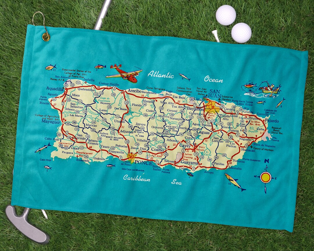 Puerto Rico Golf Towel - Puerto Rico Map - Puerto Rico Fathers Day Gift ...