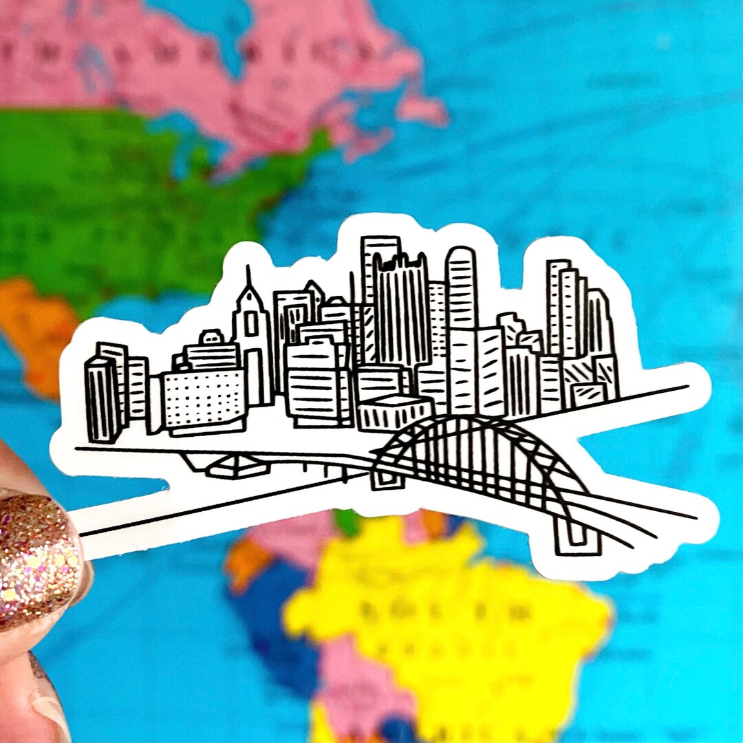 Pittsburgh Skyline Laptop Sticker - Pittsburgh Water Bottle Sticker ...