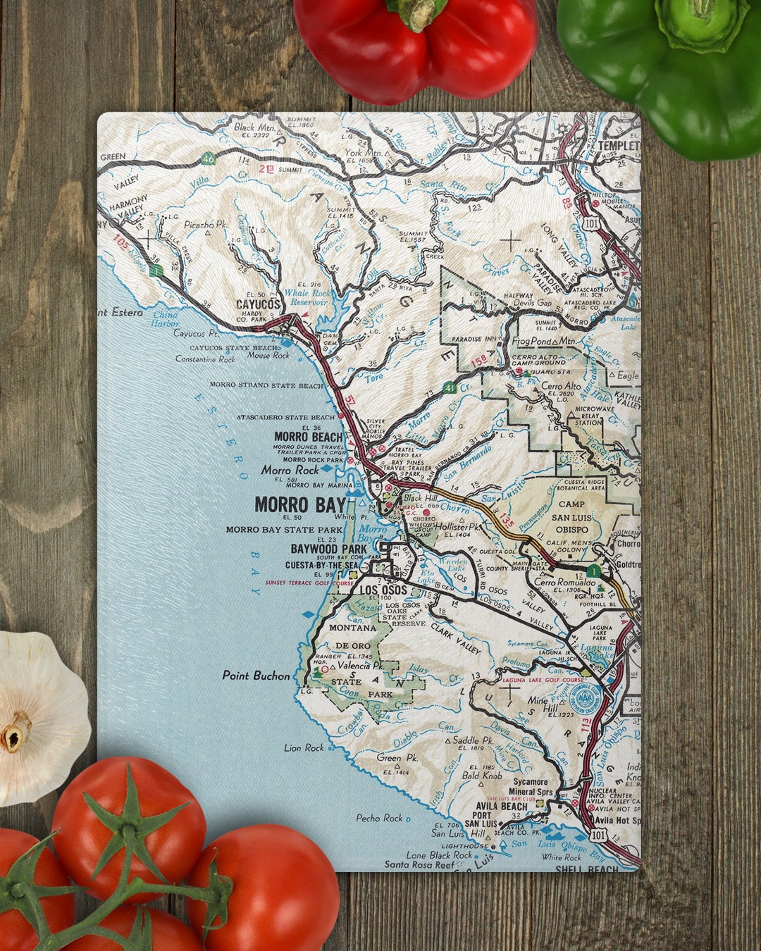 Morro Bay California Map Cutting Board - Morro Bay Map Charcuterie ...