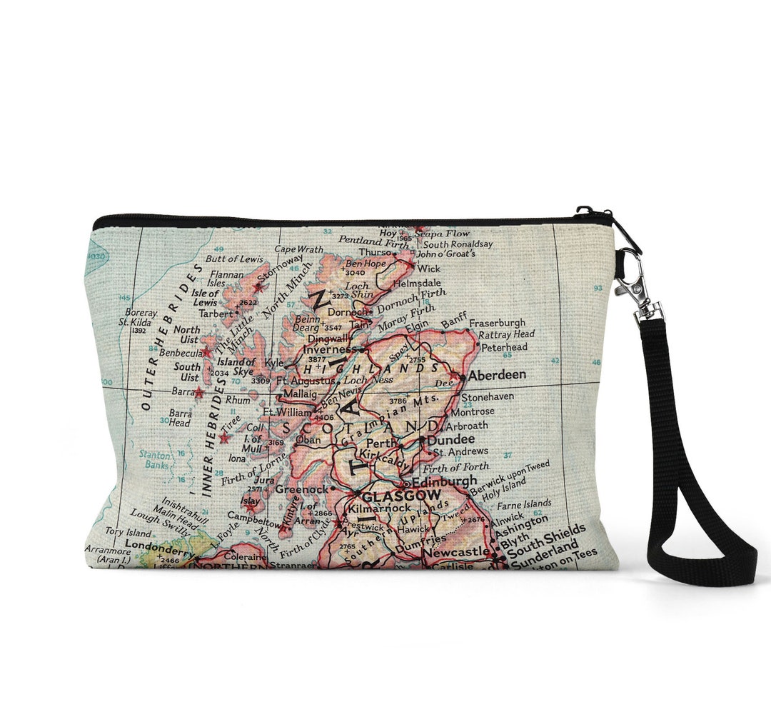 Scotland Map Pouch - Scotland Wristlet - Scotland Wedding - Scotland ...