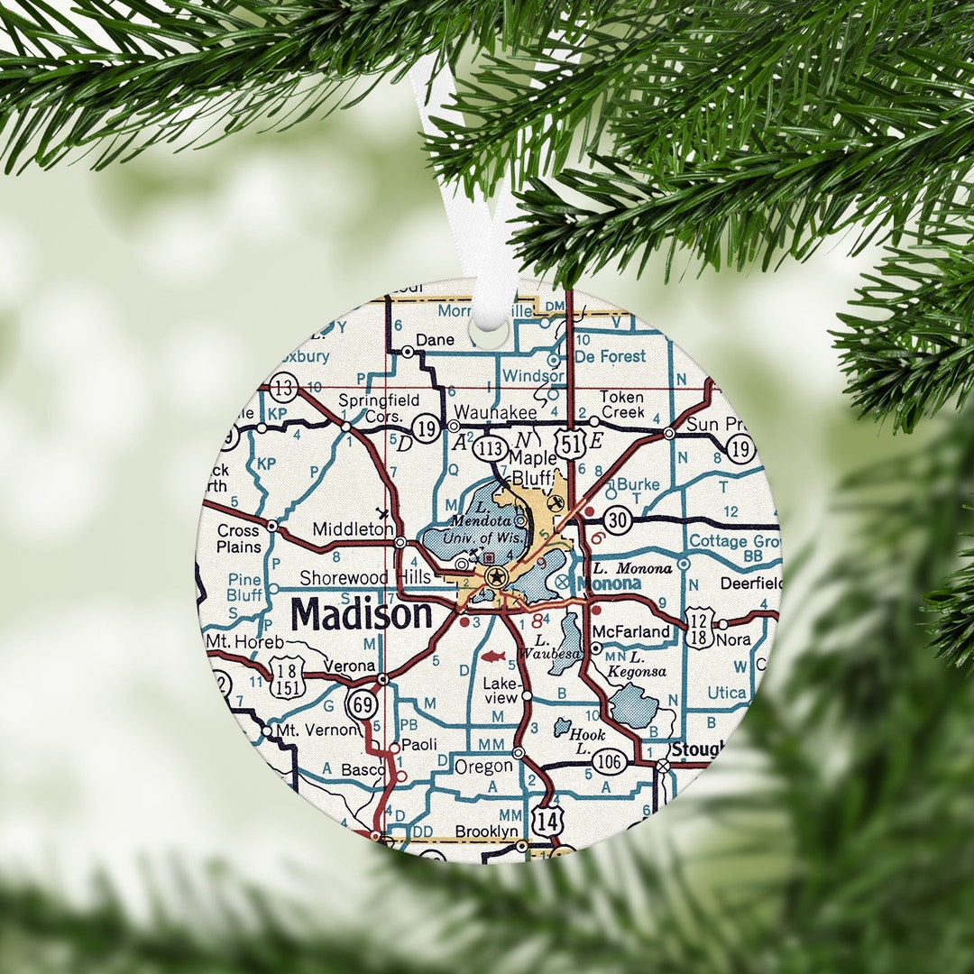 Madison Wisconsin Map Ornament Madison Ornament Madison Christmas ...
