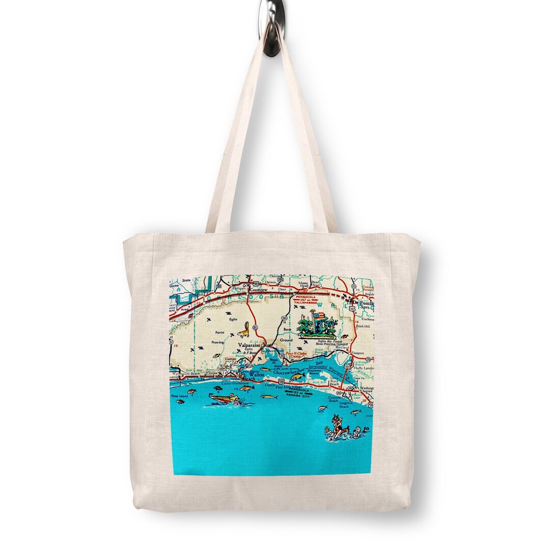 Destin Florida Map Tote Bag - Destin Tote Bag - Destin Travel Tote ...