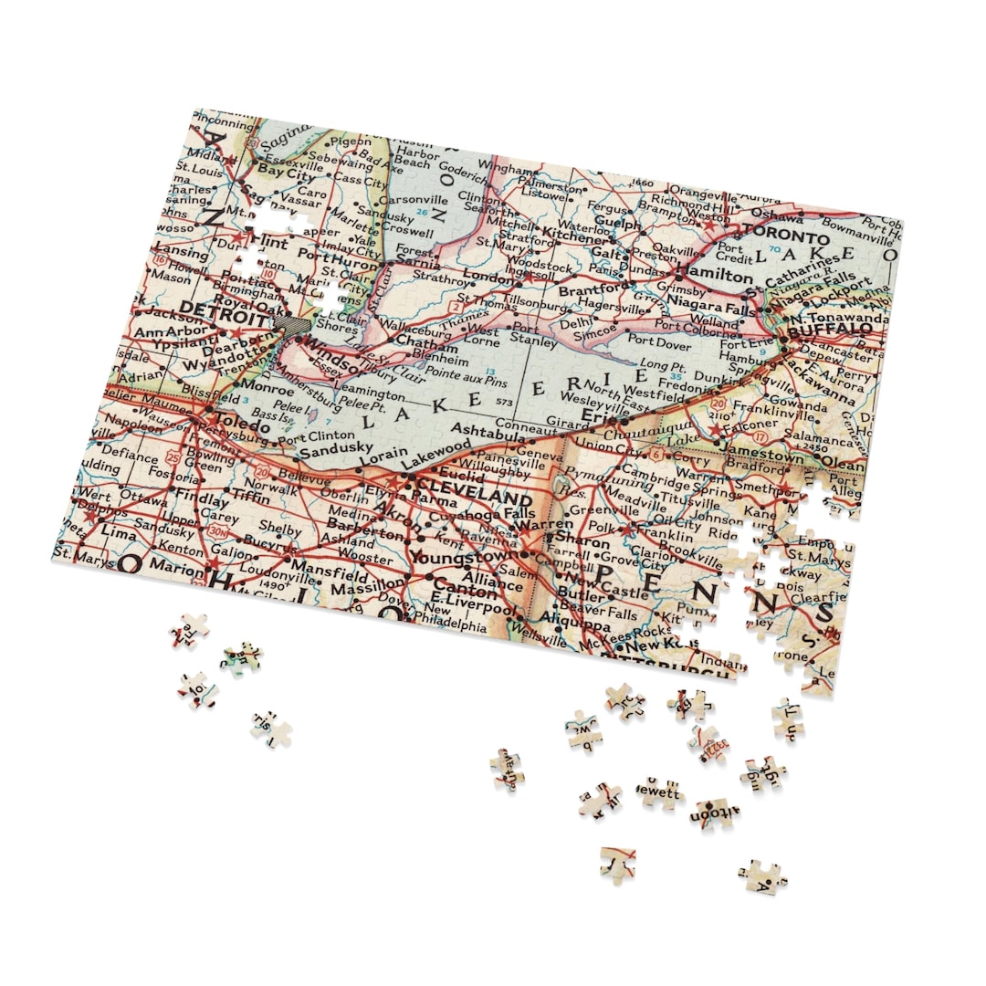 Lake Erie Map Puzzle Lake Erie Jigsaw Puzzle Lake Erie - Etsy
