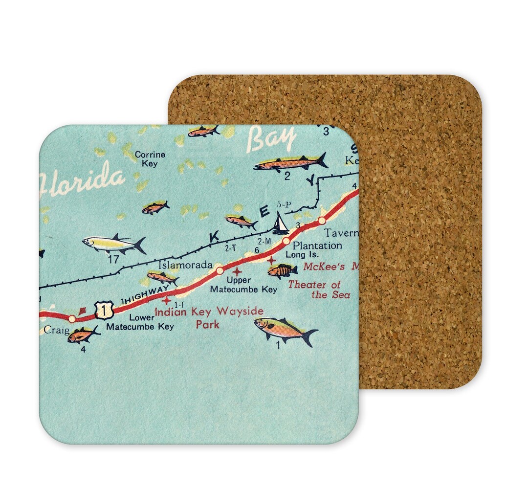 Islamorada Florida Keys Map Coaster Set Islamorada Coasters - Etsy