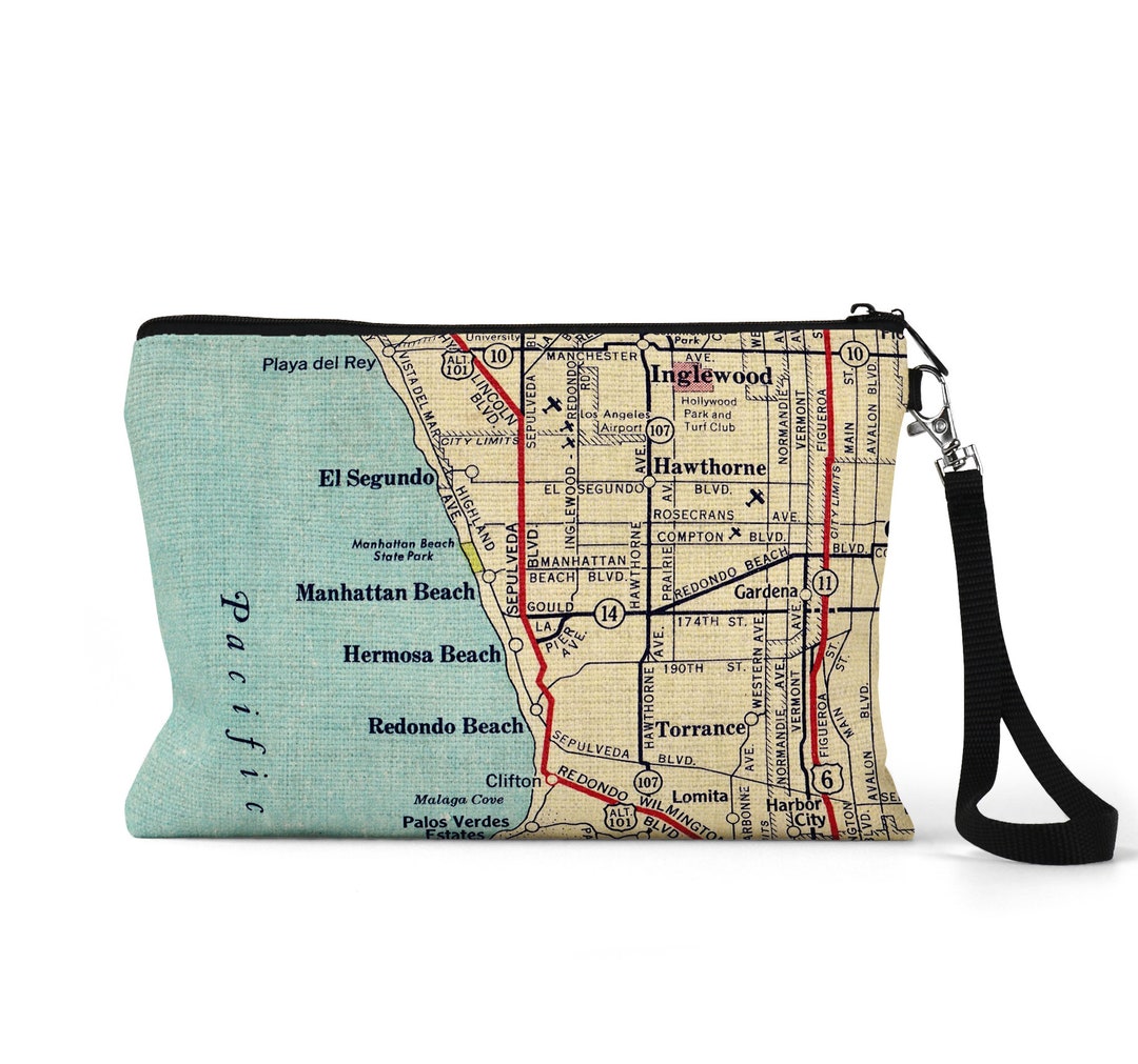 Manhattan Beach California Map Pouch - Manhattan Beach Bridesmaid Gift ...