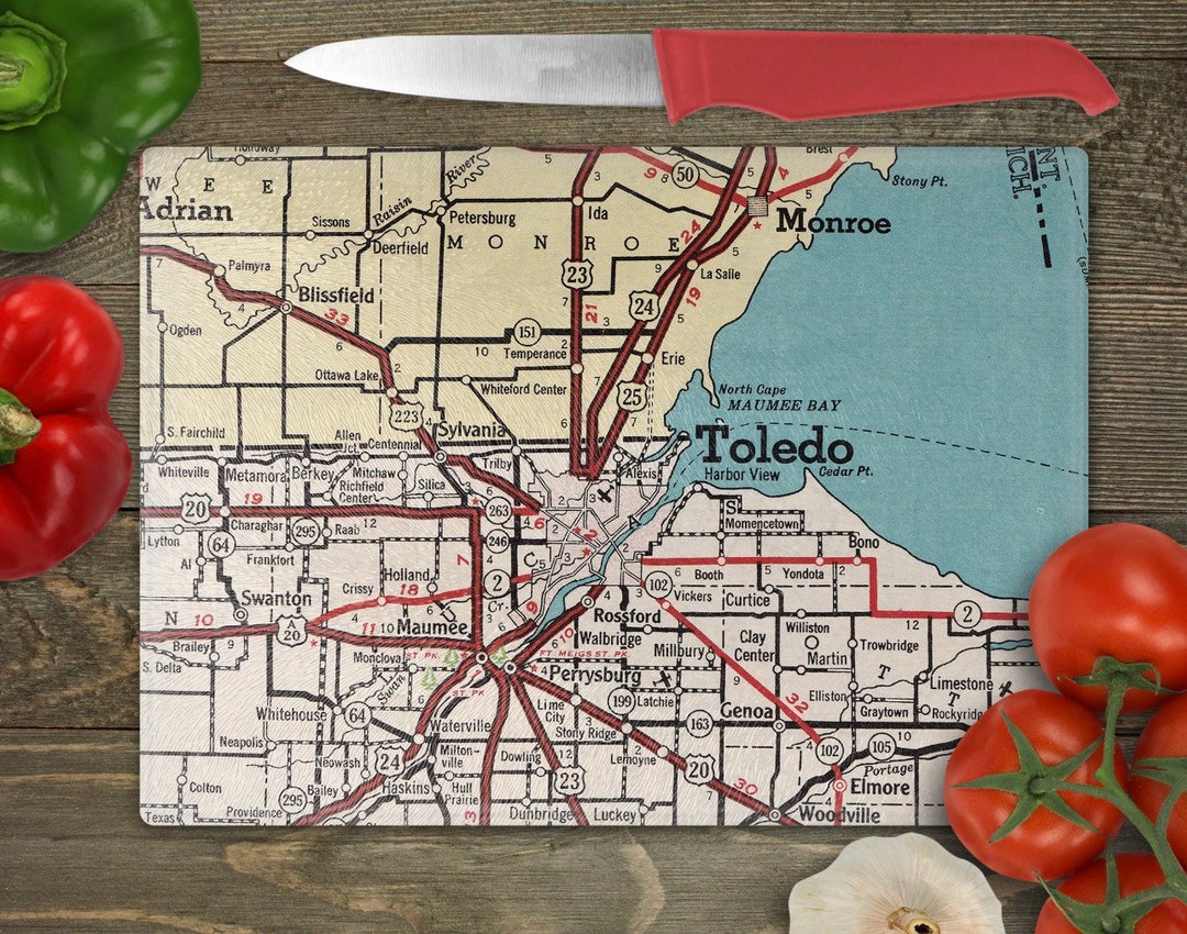 Toledo Ohio Map Cutting Board Charcuterie Board Airbnb Decor Toledo Map ...
