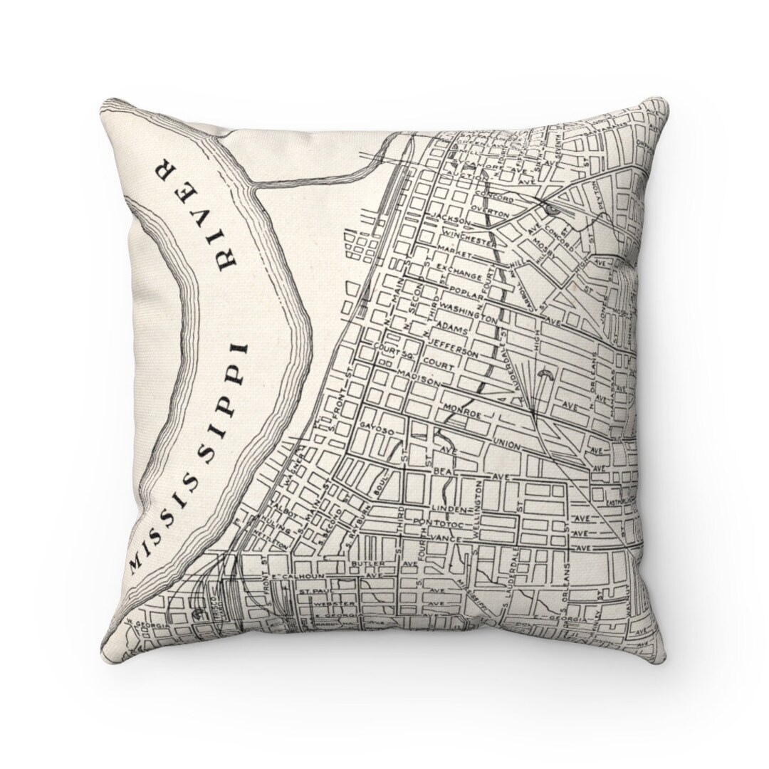 Memphis Vintage Map Pillow Memphis Pillow Memphis Tennessee Memphis ...