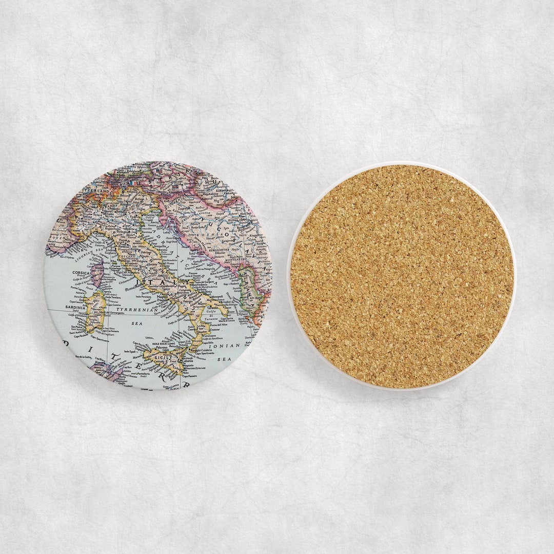 Italy Vintage Map Ceramic Coasters Coaster Set Decorative Ceramic ...