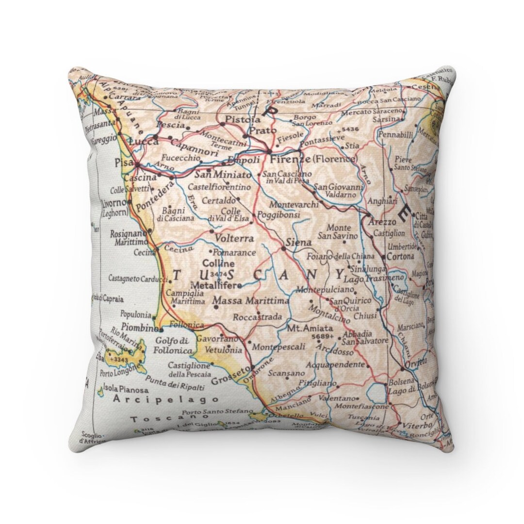 Tuscany Map Pillow Tuscany Pillow Tuscany Wedding Gift Tuscany ...