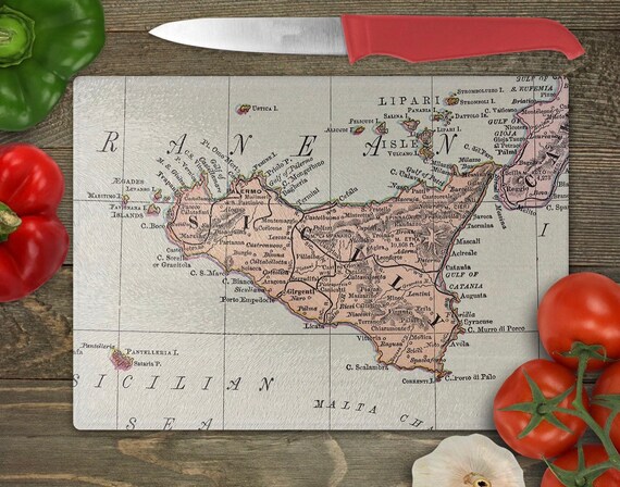 Sicily Map Cutting Board Sicily Map Charcuterie Board | Etsy